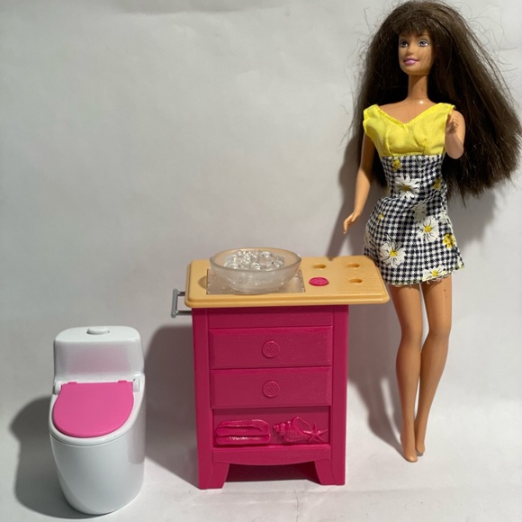 Barbie | Toys | Barbie Dreamhouse Sink Toilet Real Sound Bathroom ...